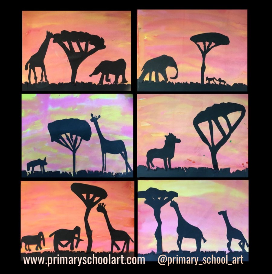 African Savanna Animal Silhouettes ~ Year 3-4 art lesson - Primary ...