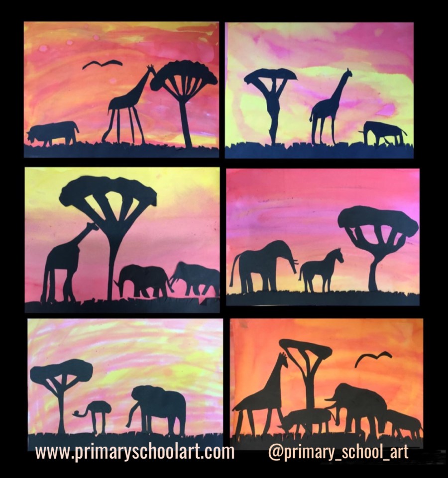 African Savanna Animal Silhouettes ~ Year 3-4 art lesson - Primary ...